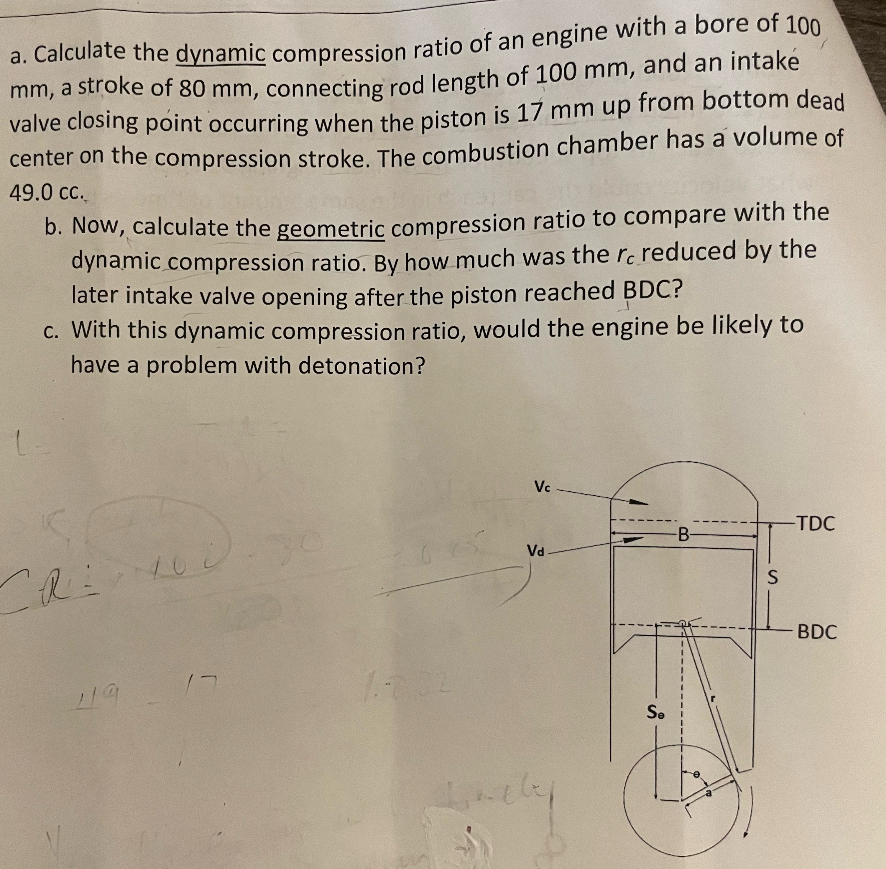 Solved a. ﻿Calculate the dynamic compression ratio of an | Chegg.com