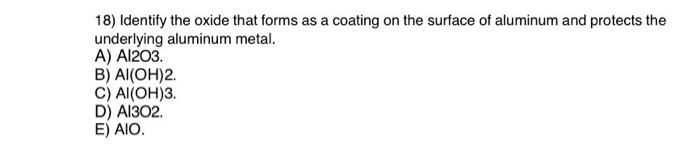 Solved 19) A sacrificial electrode is composed of a metal | Chegg.com