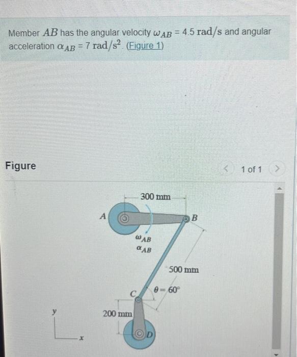 Solved Member AB has the angular velocity wAB= 4.5 rad/s and | Chegg.com