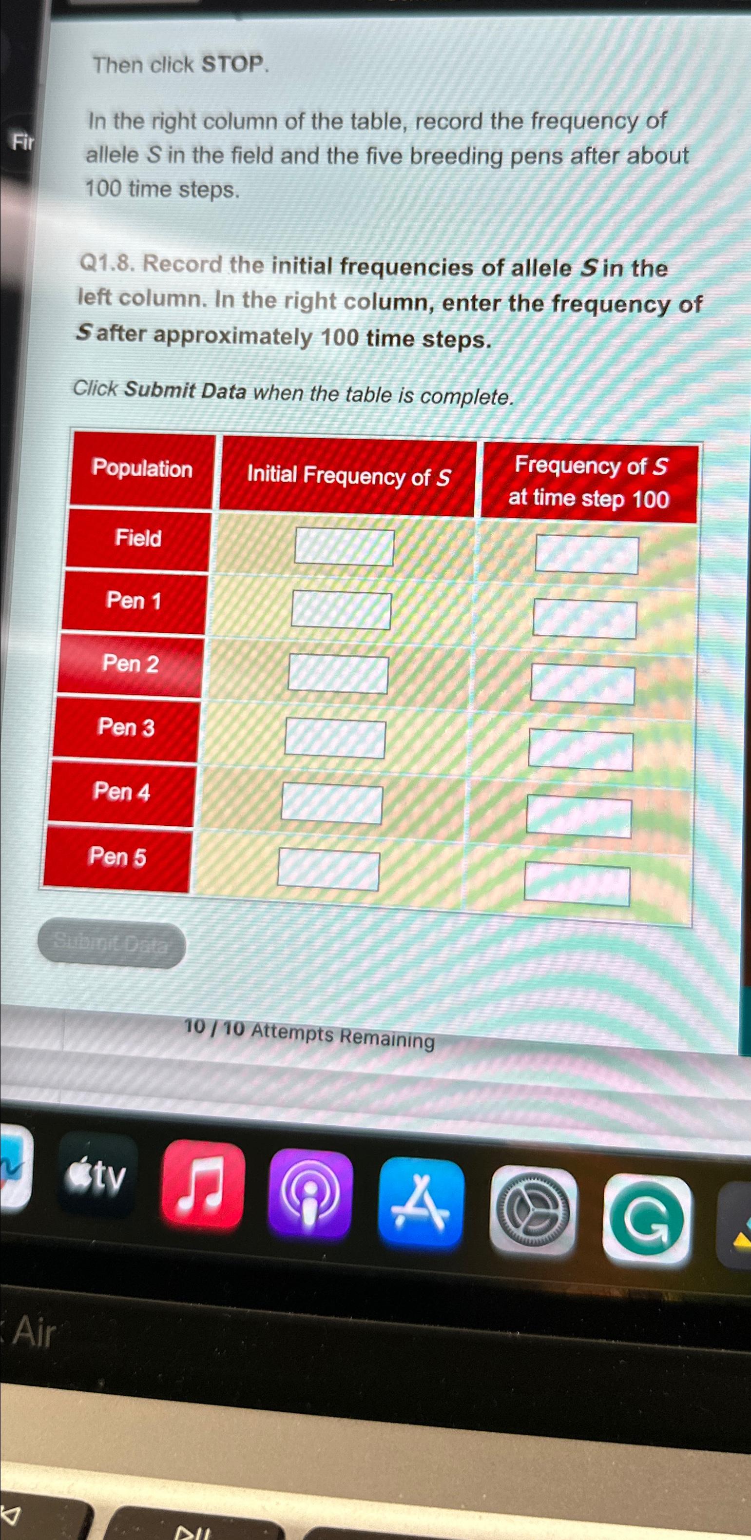 Solved Then click STOP.In the right column of the table, | Chegg.com