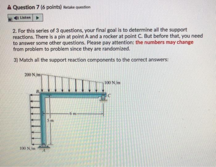 Solved A Question 4 (6 points) Retake question Listen 1. For | Chegg.com