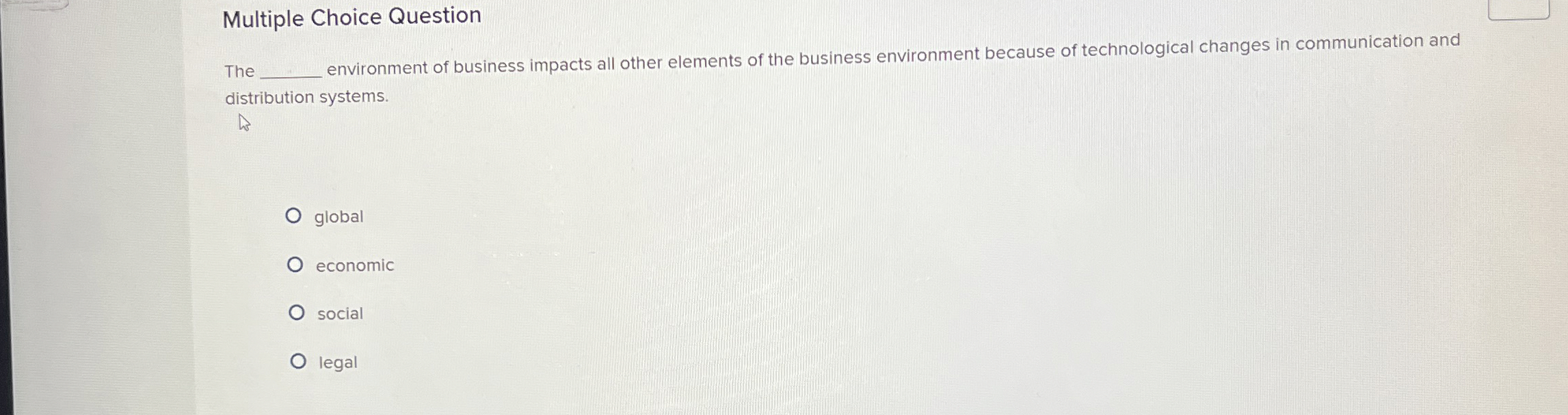Solved Multiple Choice QuestionThe ﻿environment of | Chegg.com