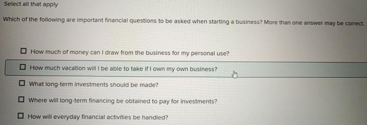 Solved Which of the following are important financial | Chegg.com