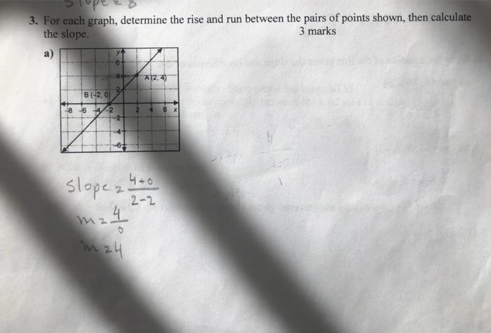Solved 3. For each graph, determine the rise and run between | Chegg.com