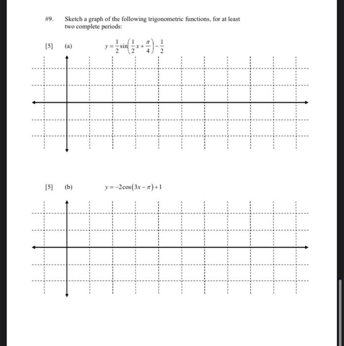 Solved #9. Sketch a graph of the following trigonometric | Chegg.com