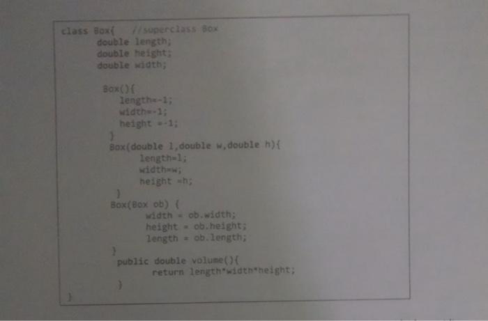 Solved Question. 4. Given the class 'Bax below, write a | Chegg.com
