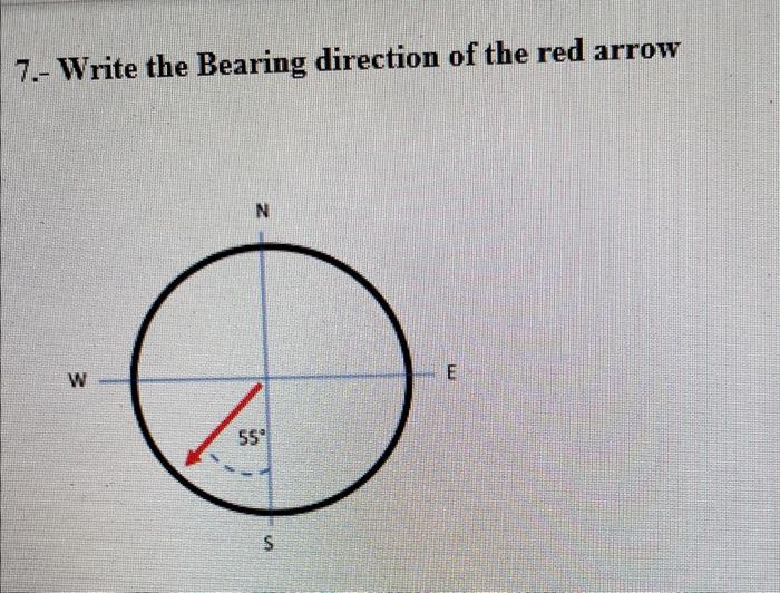 Solved 7.- Write the Bearing direction of the red arrow | Chegg.com