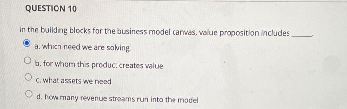 Solved QUESTION 10 In the building blocks for the business | Chegg.com