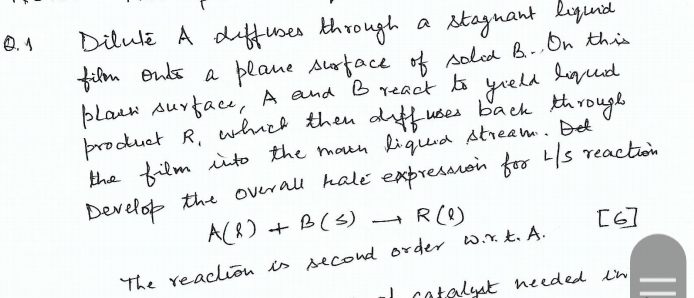 Solved Ⓡ.1 Dilute A diffuses through stagnant liquid film | Chegg.com