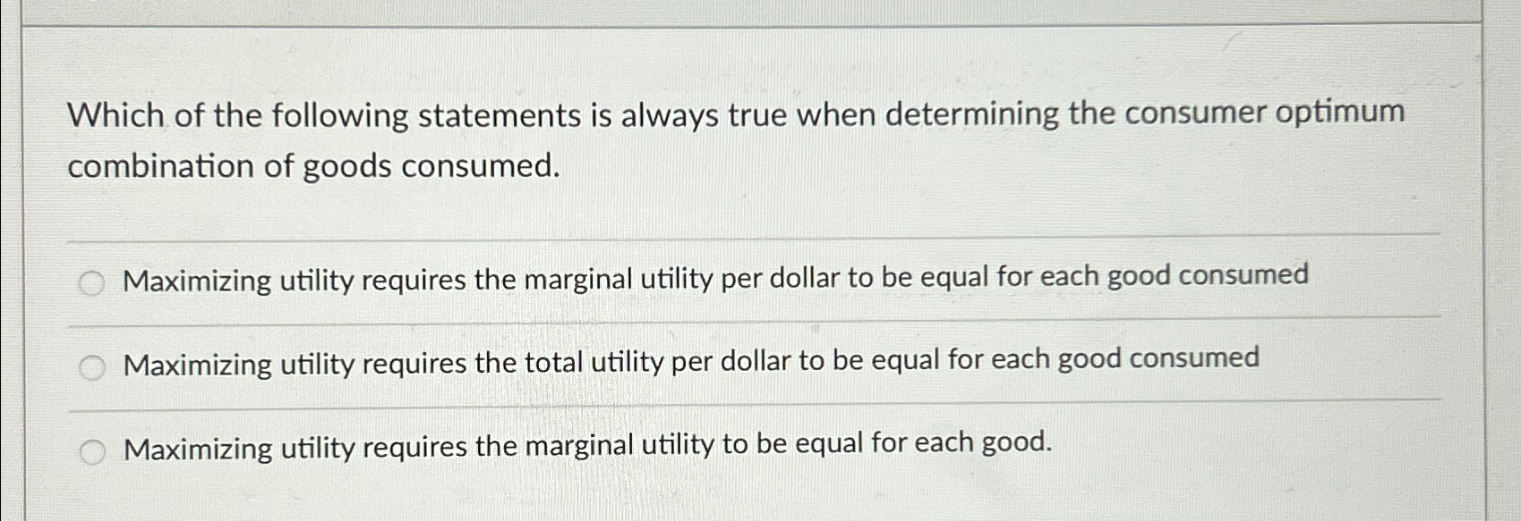 Solved Which of the following statements is always true when | Chegg.com