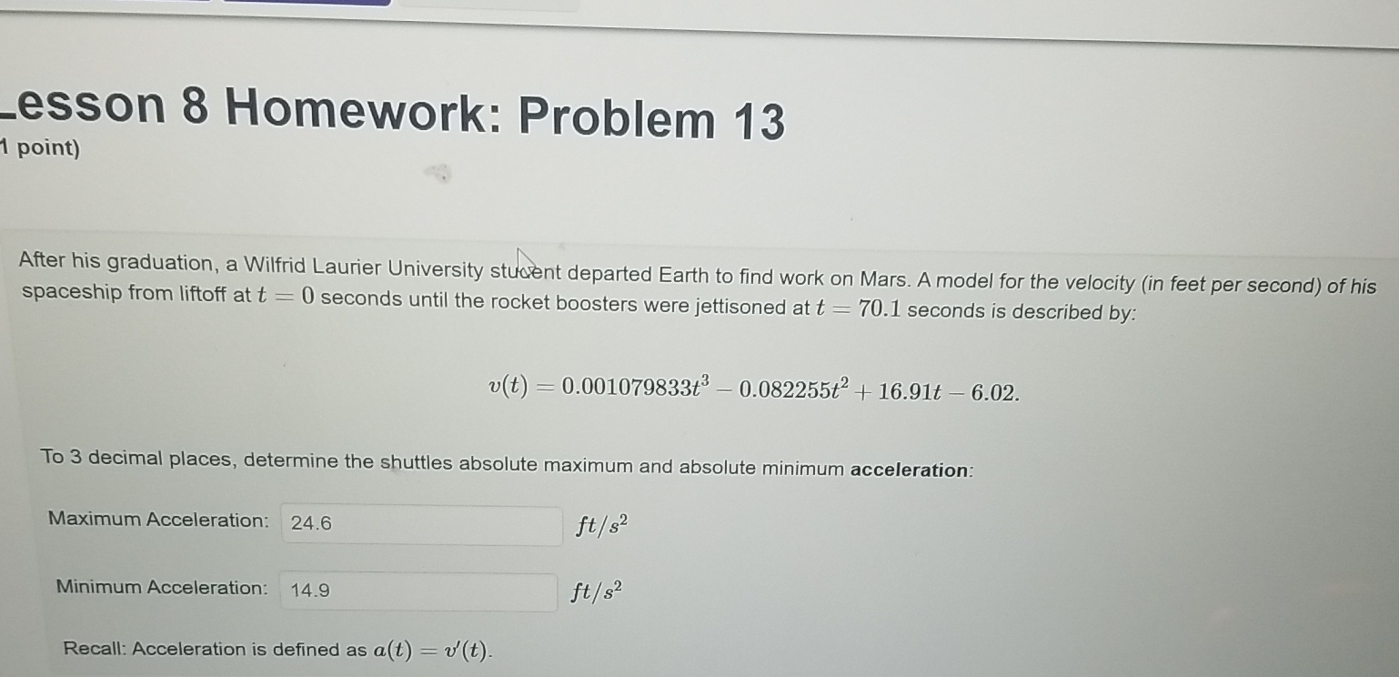 Solved ?esson 8 Homework: Problem 13 1 pointAfter his | Chegg.com