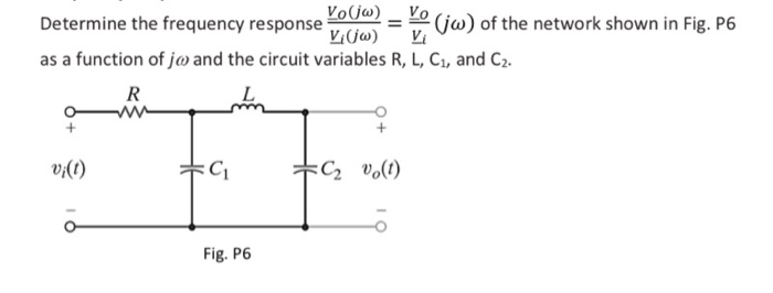 Solved Vo(jw) - VO Determine the frequency response (jw) of | Chegg.com