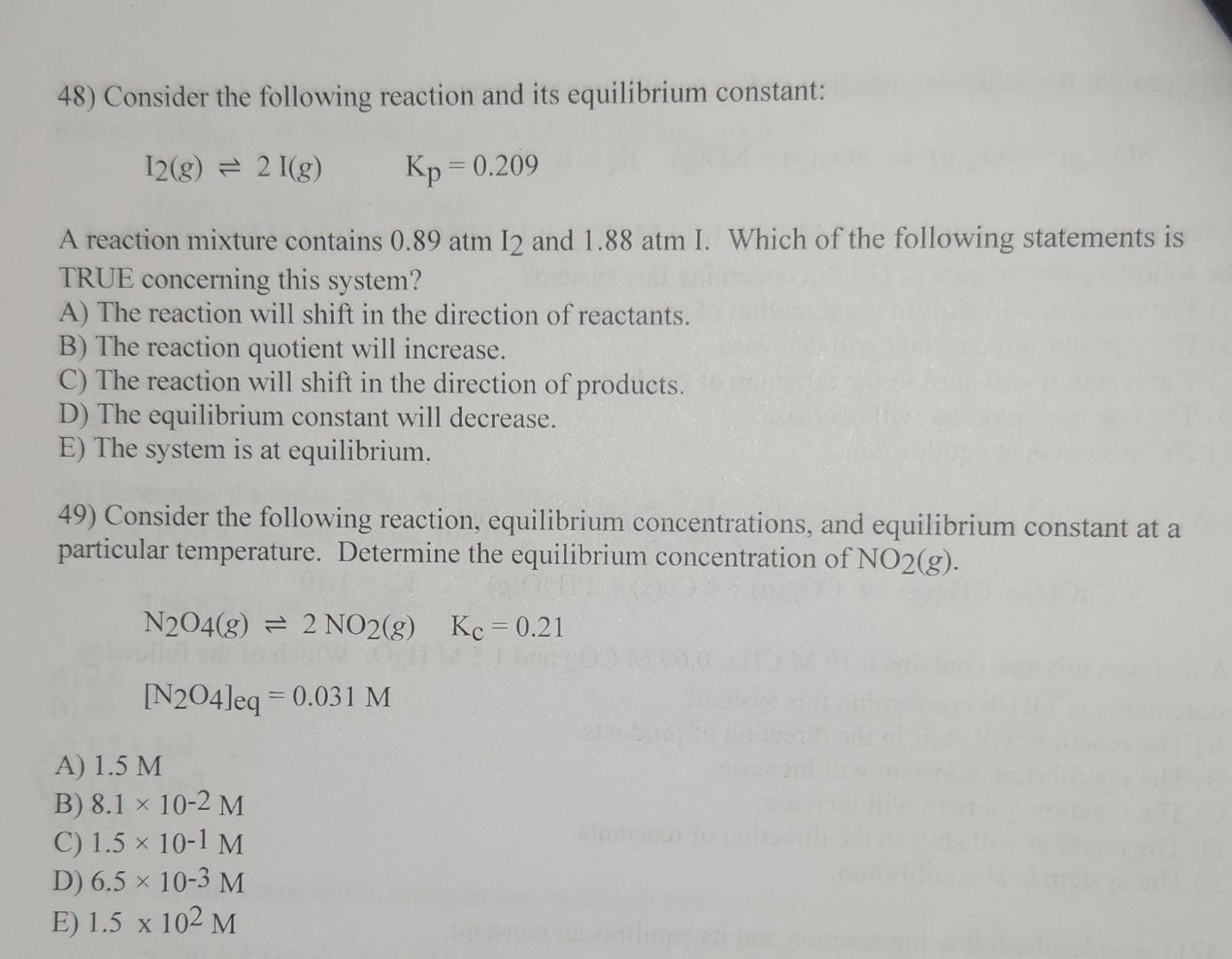 Solved 48) Consider the following reaction and its | Chegg.com