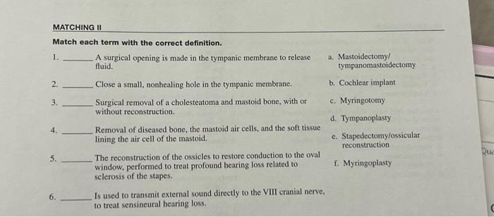 Solved Match each term with the correct definition. 1. A | Chegg.com