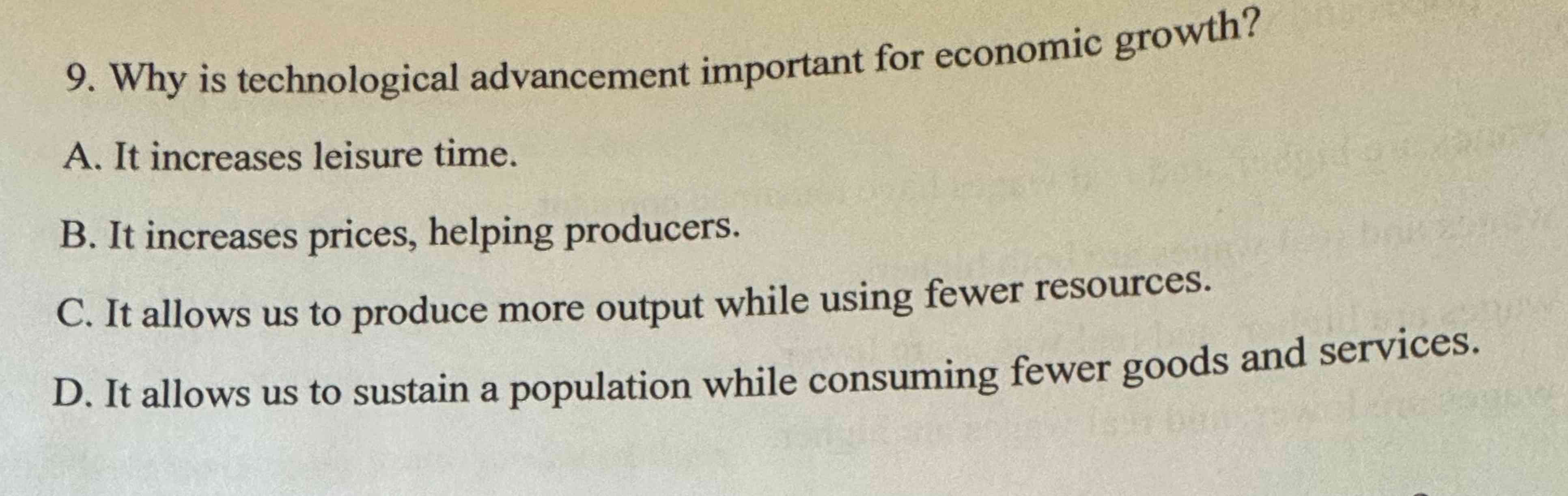 Solved Why is technological advancement important for | Chegg.com