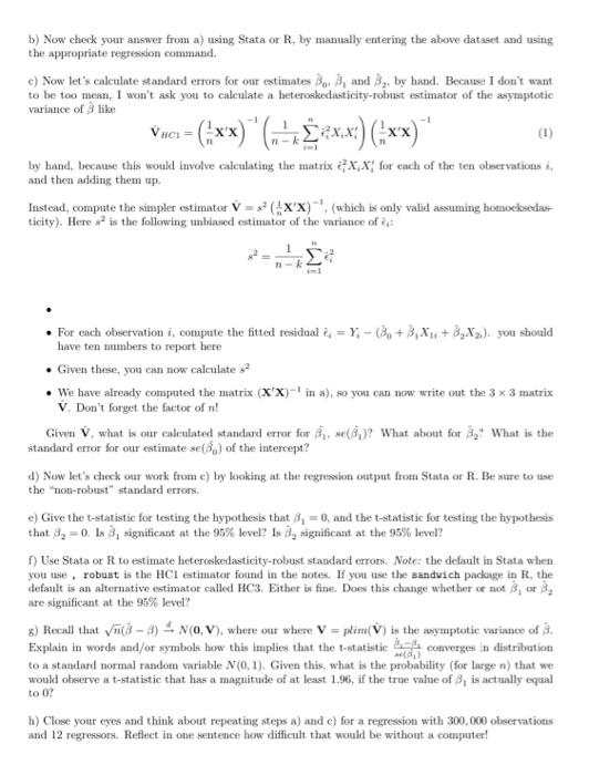 Solved Problem 1: OLS by hand Suppose we have the following | Chegg.com