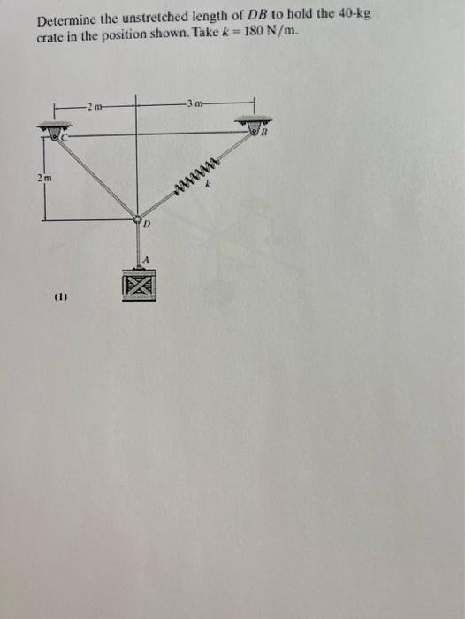 Solved Determine the unstretched length of DB to hold the | Chegg.com
