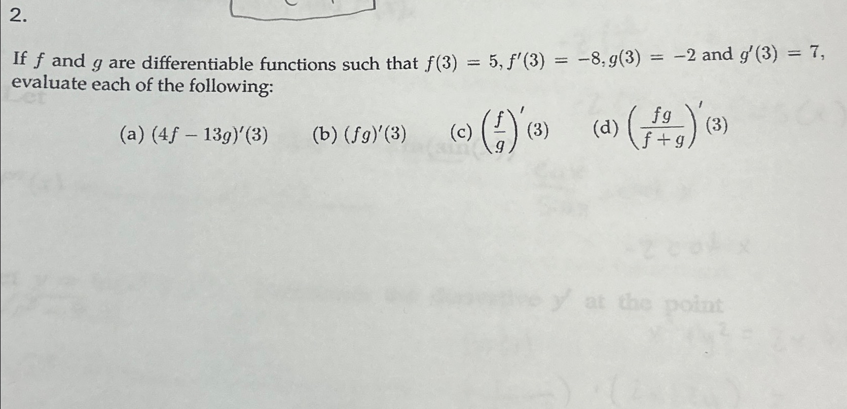 Solved If f ﻿and g ﻿are differentiable functions such that | Chegg.com