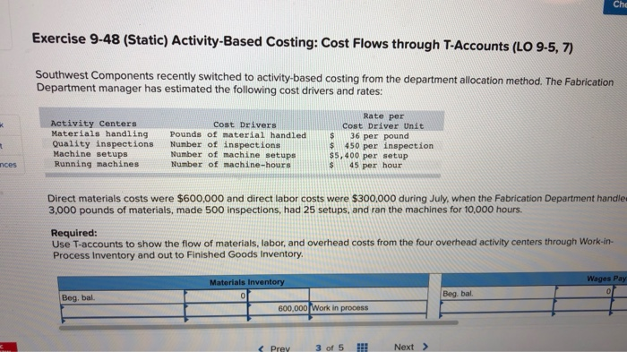 Solved Exercise 9-48 (Static) Activity-Based Costing: Cost | Chegg.com