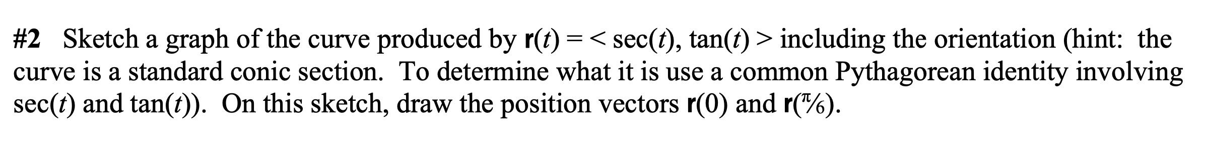 Solved #2 ﻿Sketch a graph of the curve produced by r(t)= | Chegg.com