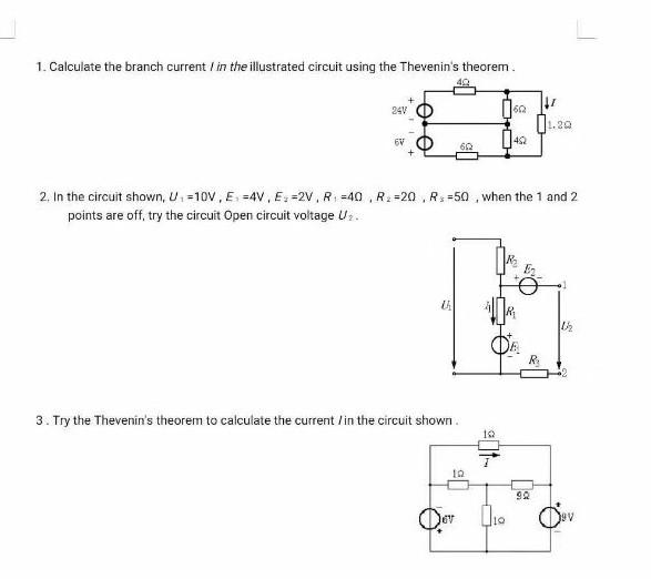 Solved 1. Calculate the branch current in the illustrated | Chegg.com