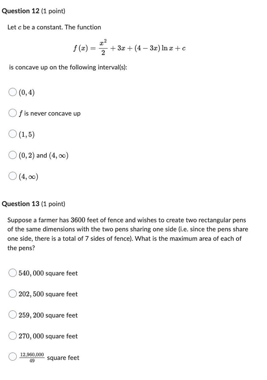 Solved Let c be a constant. The function | Chegg.com