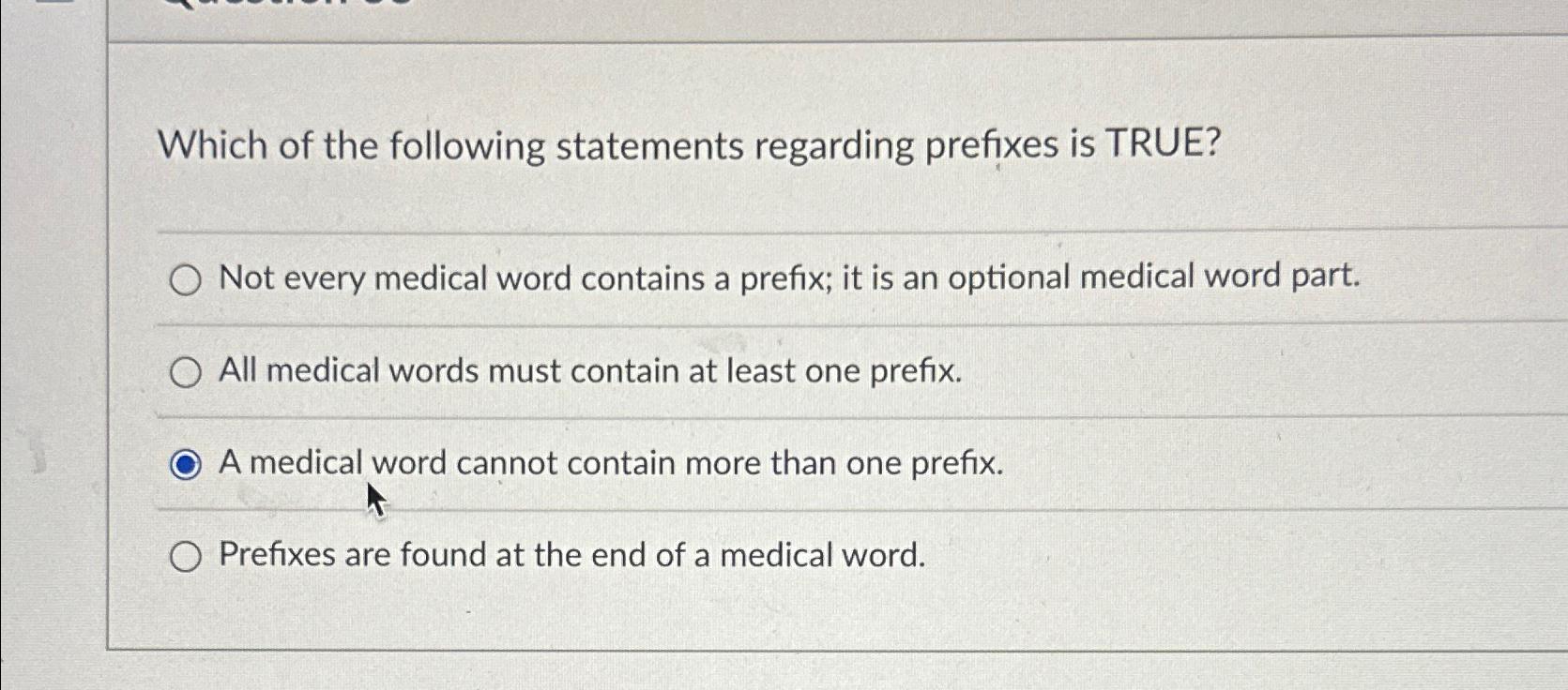 Solved Which of the following statements regarding prefixes | Chegg.com