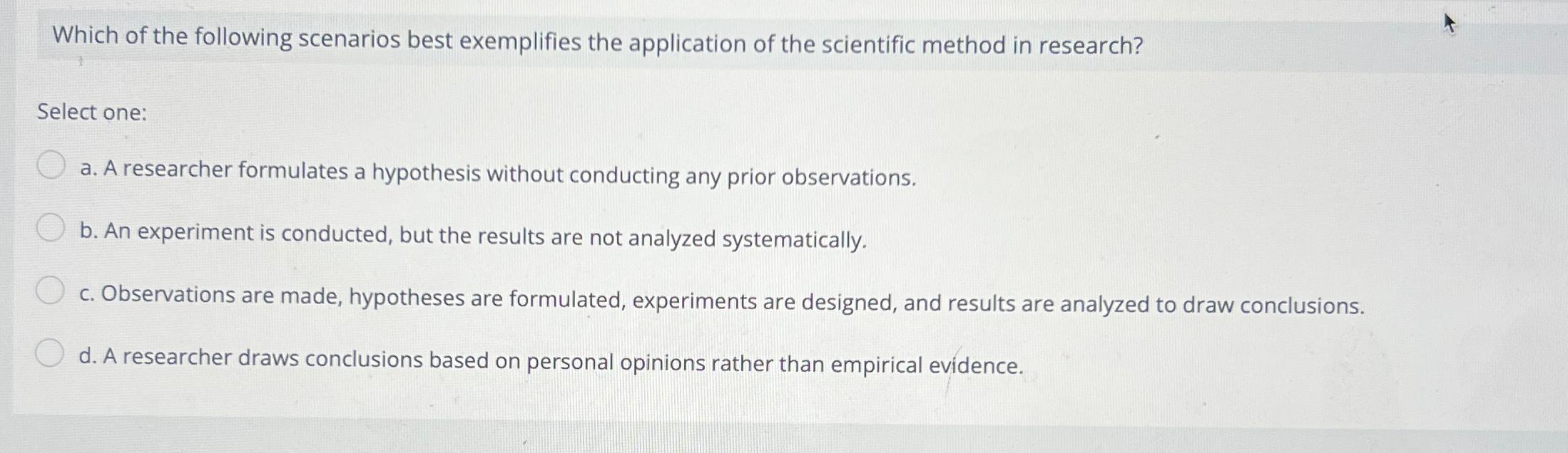 Solved Which of the following scenarios best exemplifies the | Chegg.com