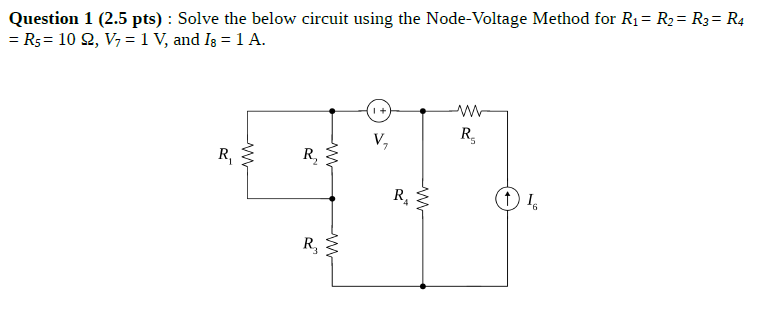 Solved Solve the below circuit using the Node-Voltage Method | Chegg.com