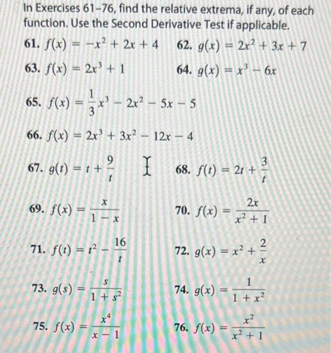 Solved In Exercises 61-76, find the relative extrema, if | Chegg.com