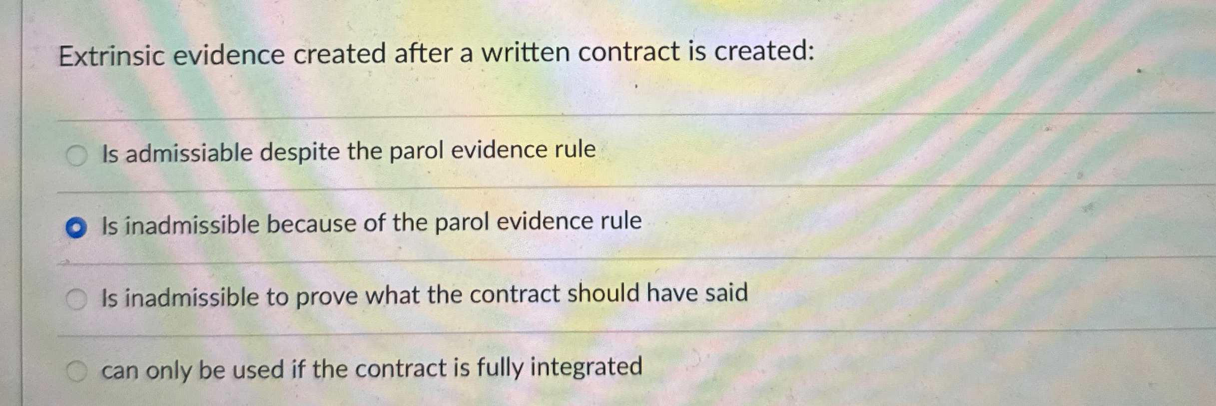Solved Extrinsic evidence created after a written contract | Chegg.com