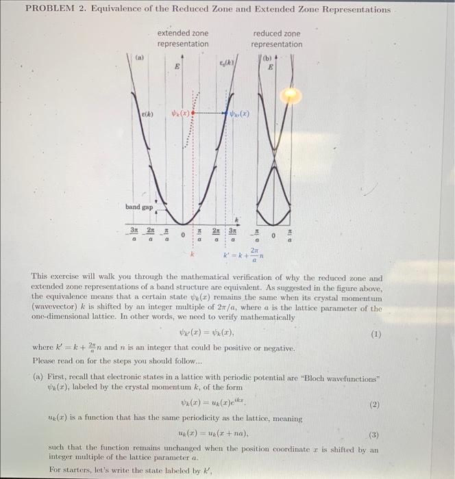 Solved PROBLEM 2. Equivalence of the Reduced Zone and | Chegg.com