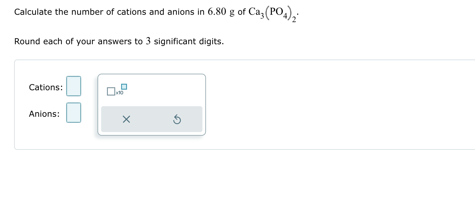 Calculate the number of cations and anions in 6.80g | Chegg.com