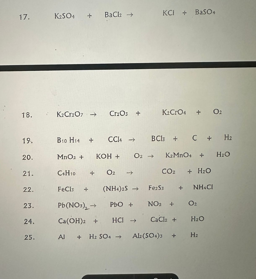 Solved BALANCING CHEMICAL EQUATIONS complete only all of the | Chegg.com
