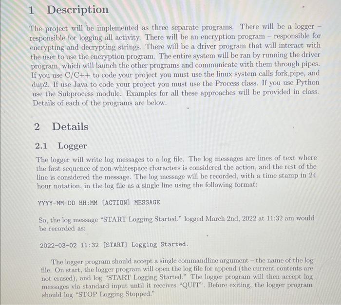 Solved The project will be implemented as three separate | Chegg.com
