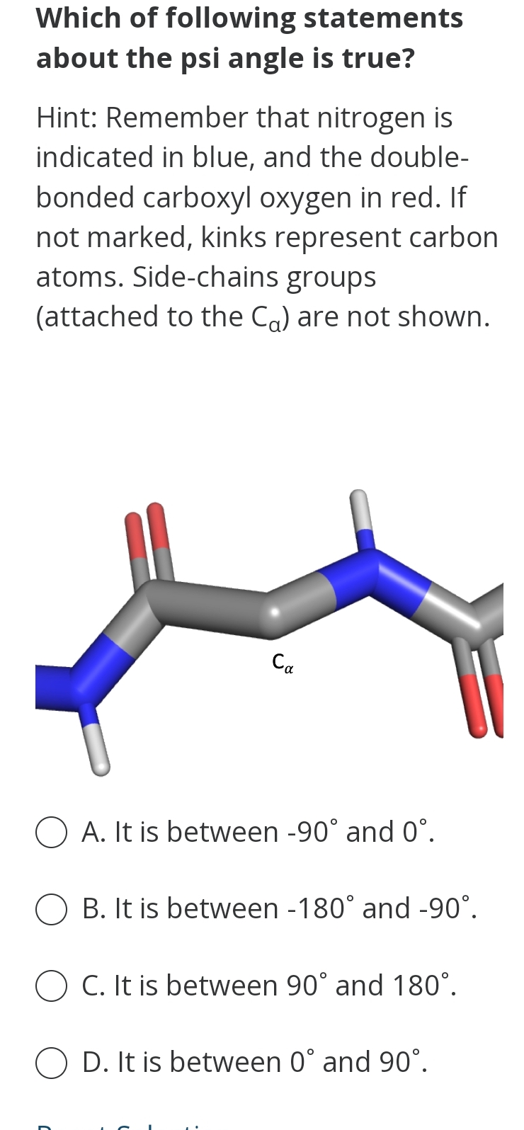 Solved Which of following statements about the psi angle is | Chegg.com