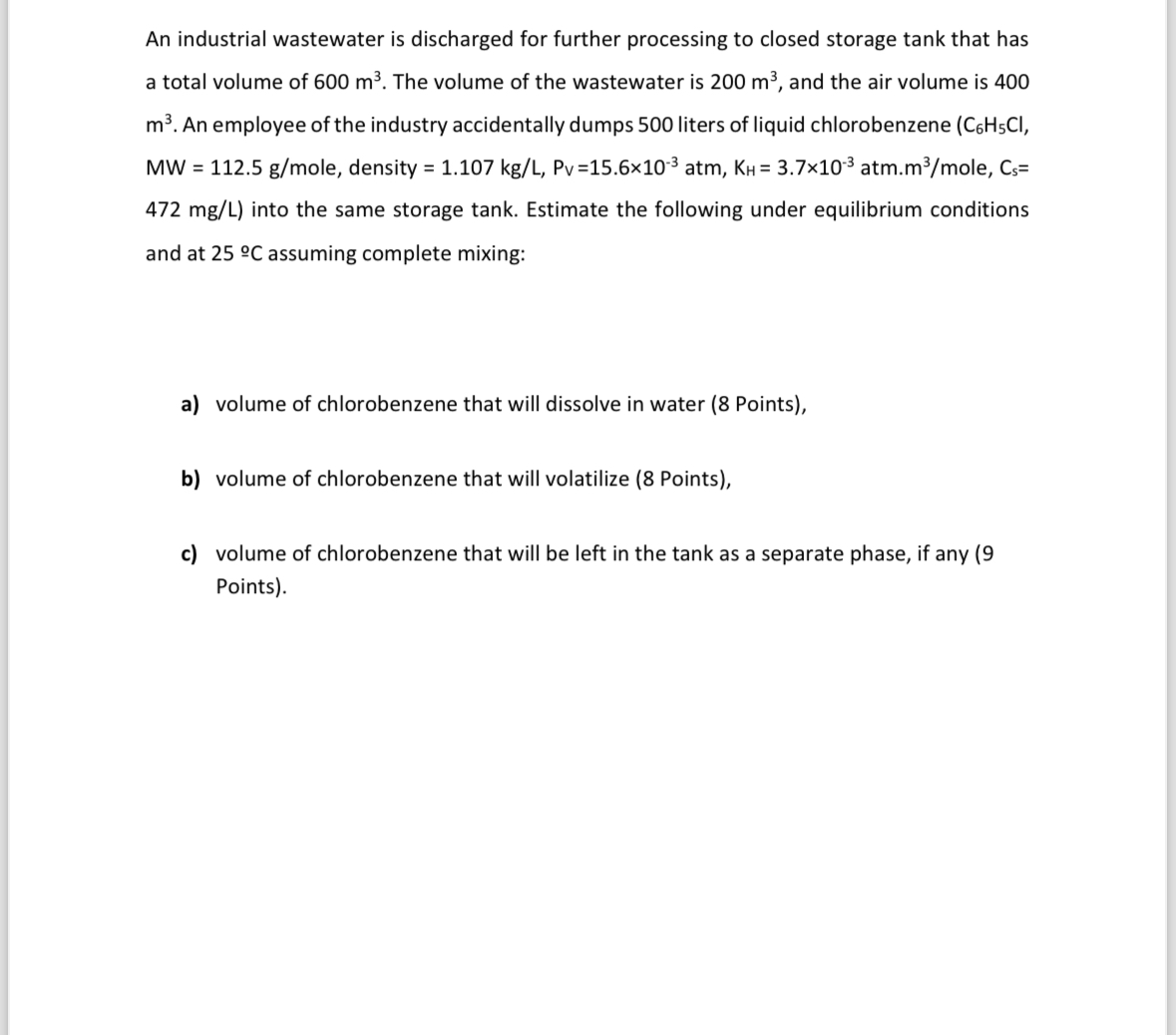 Solved An industrial wastewater is discharged for further | Chegg.com