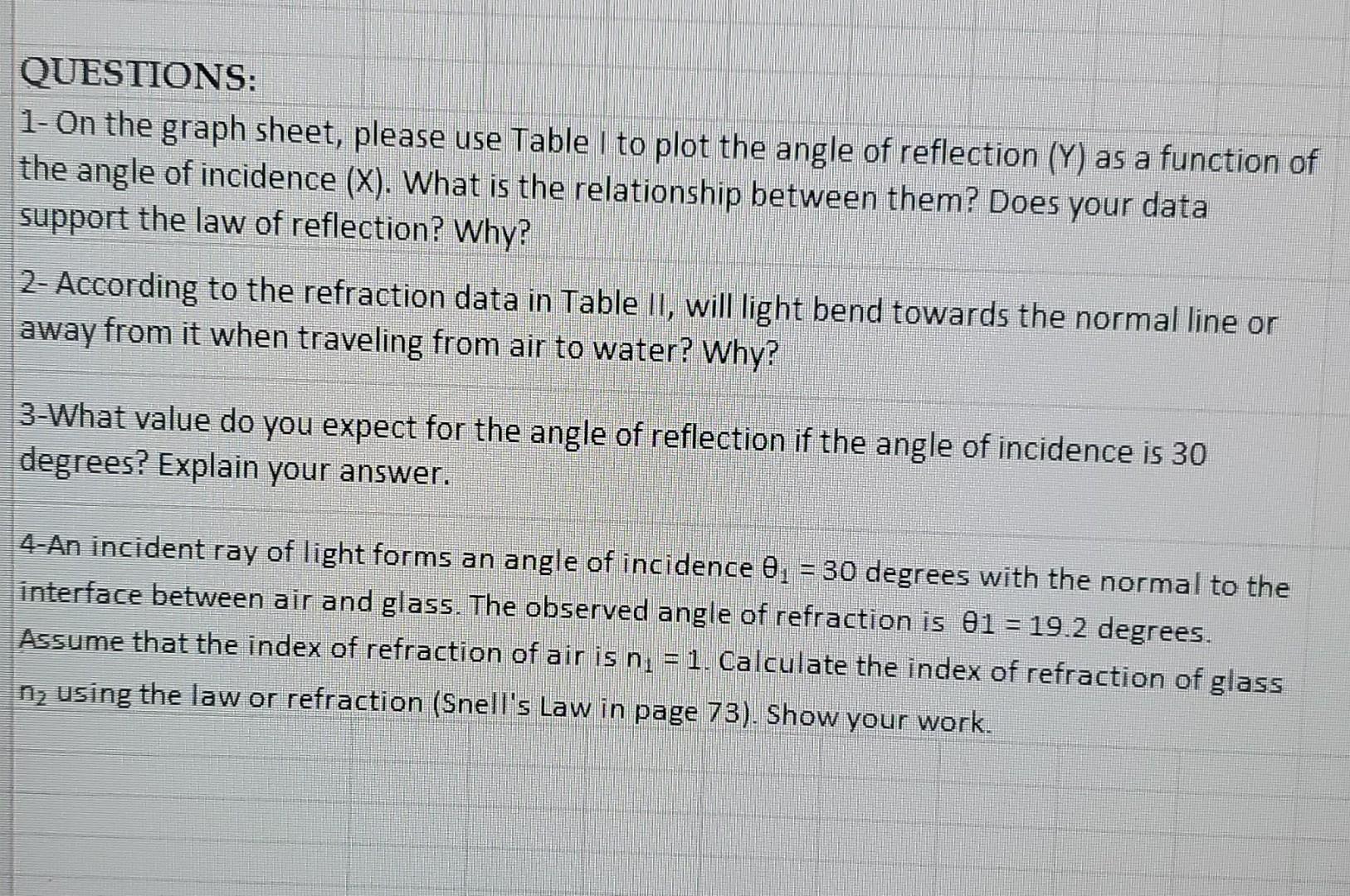Solved QUESTIONS: 1- On the graph sheet, please use Table to | Chegg.com