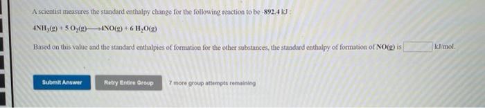 Solved A scientist measures the standard enthalpy change for | Chegg.com