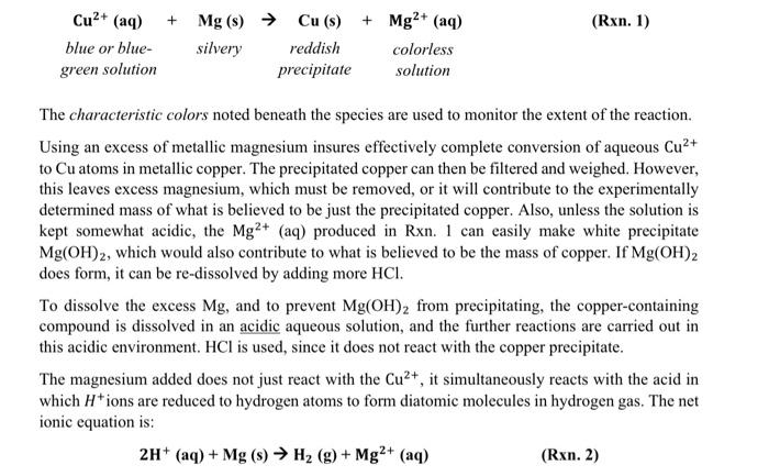 Solved 2. Consider a hydrated compound copper(II) chloride | Chegg.com