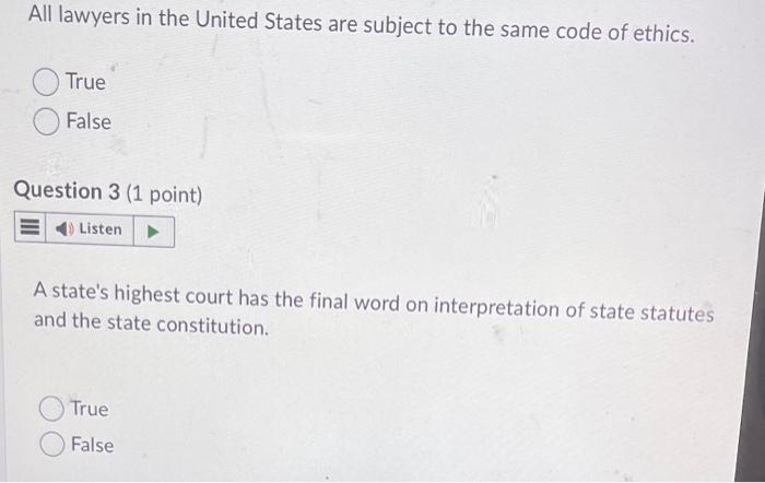 Solved All lawyers in the United States are subject to the | Chegg.com