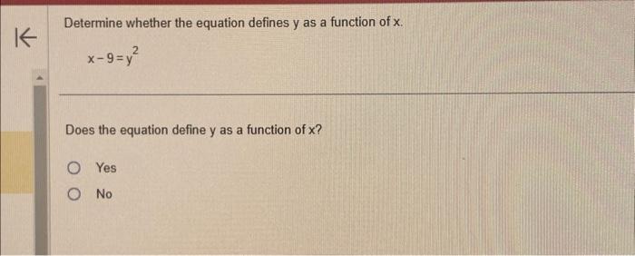 Solved Determine whether the equation defines y as a | Chegg.com