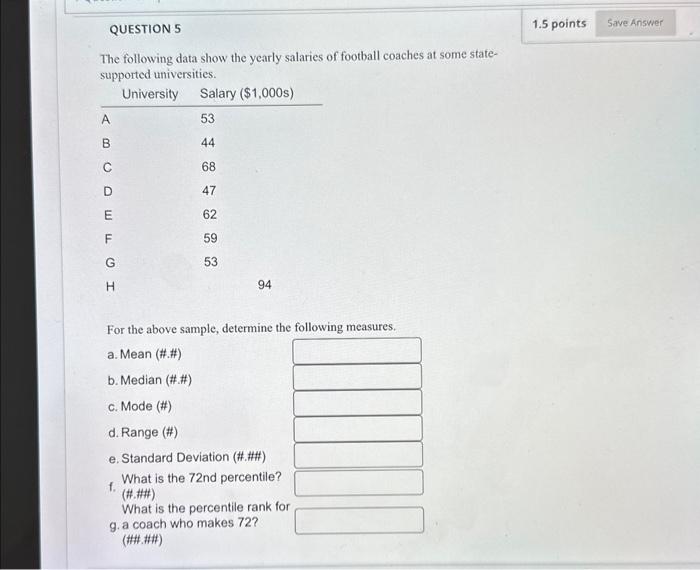 Solved The following data show the yearly salaries of | Chegg.com