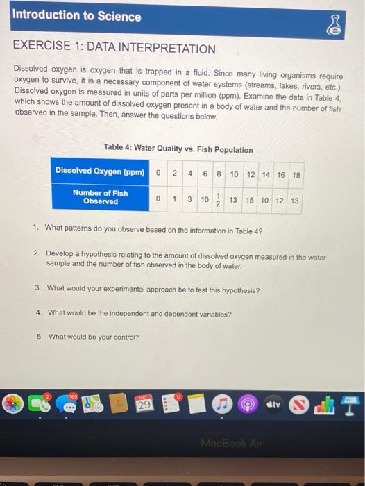 Solved Introduction to Science EXERCISE 1: DATA | Chegg.com