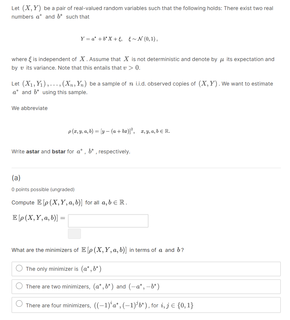 Solved Let (x,Y) ﻿be a pair of real-valued random variables | Chegg.com