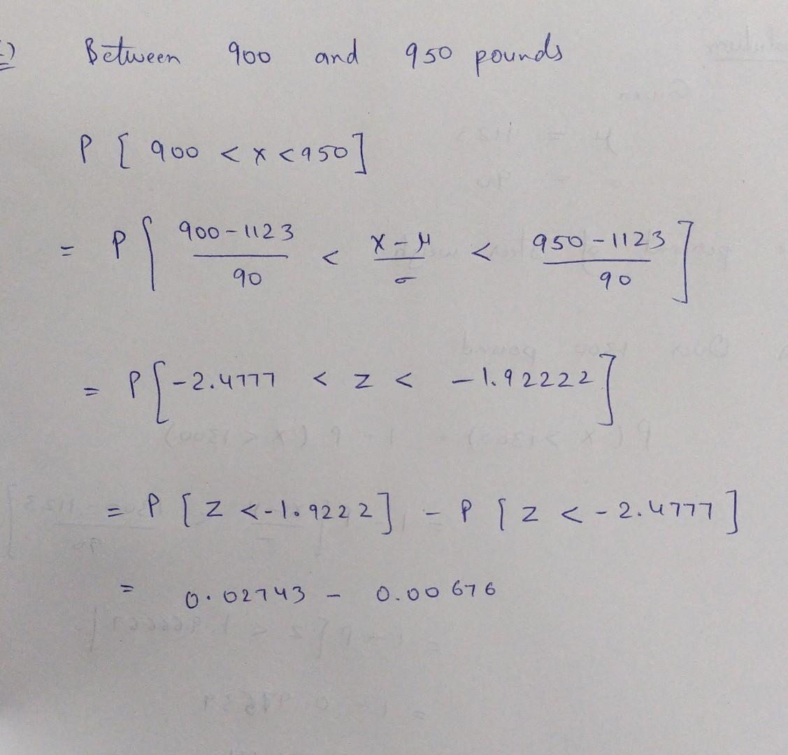 Solved -) Between 900 and 950 pounds P { 900