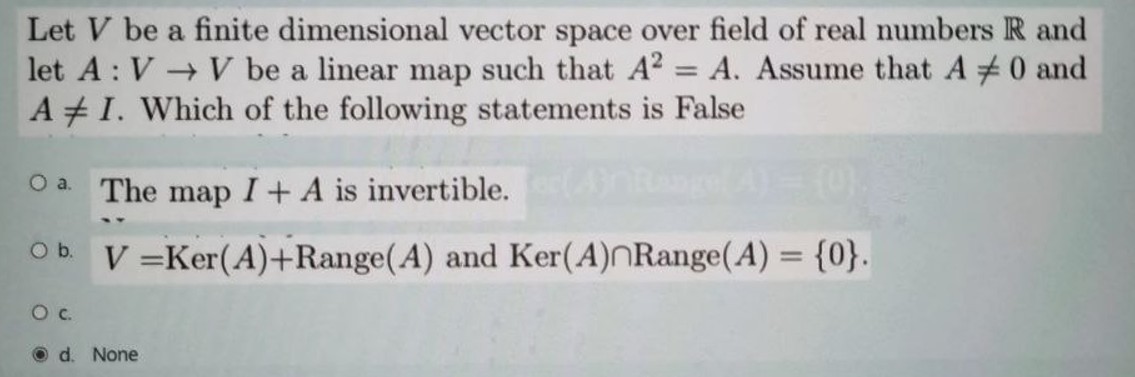 Solved Let V ﻿be a finite dimensional vector space over | Chegg.com