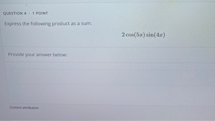 Solved QUESTION 4 . 1 POINT Express the following product as | Chegg.com