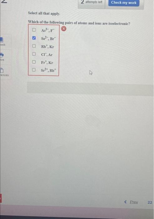 Solved ook int ences Rb Kr Select all that apply. Which of | Chegg.com