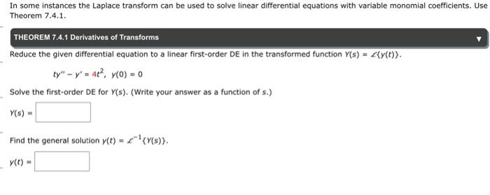 Solved In some instances the Laplace transform can be used | Chegg.com